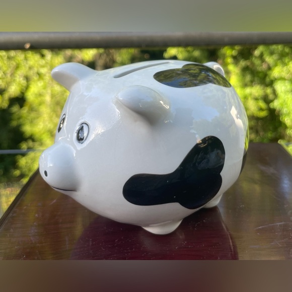 Accents | Adorable Pig With Cow Markings Piggy Bank | Poshmark